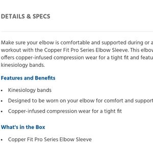 Copper Fit | Other | Copper Fit Pro Series Kinesiology Elbow Sleeve ...